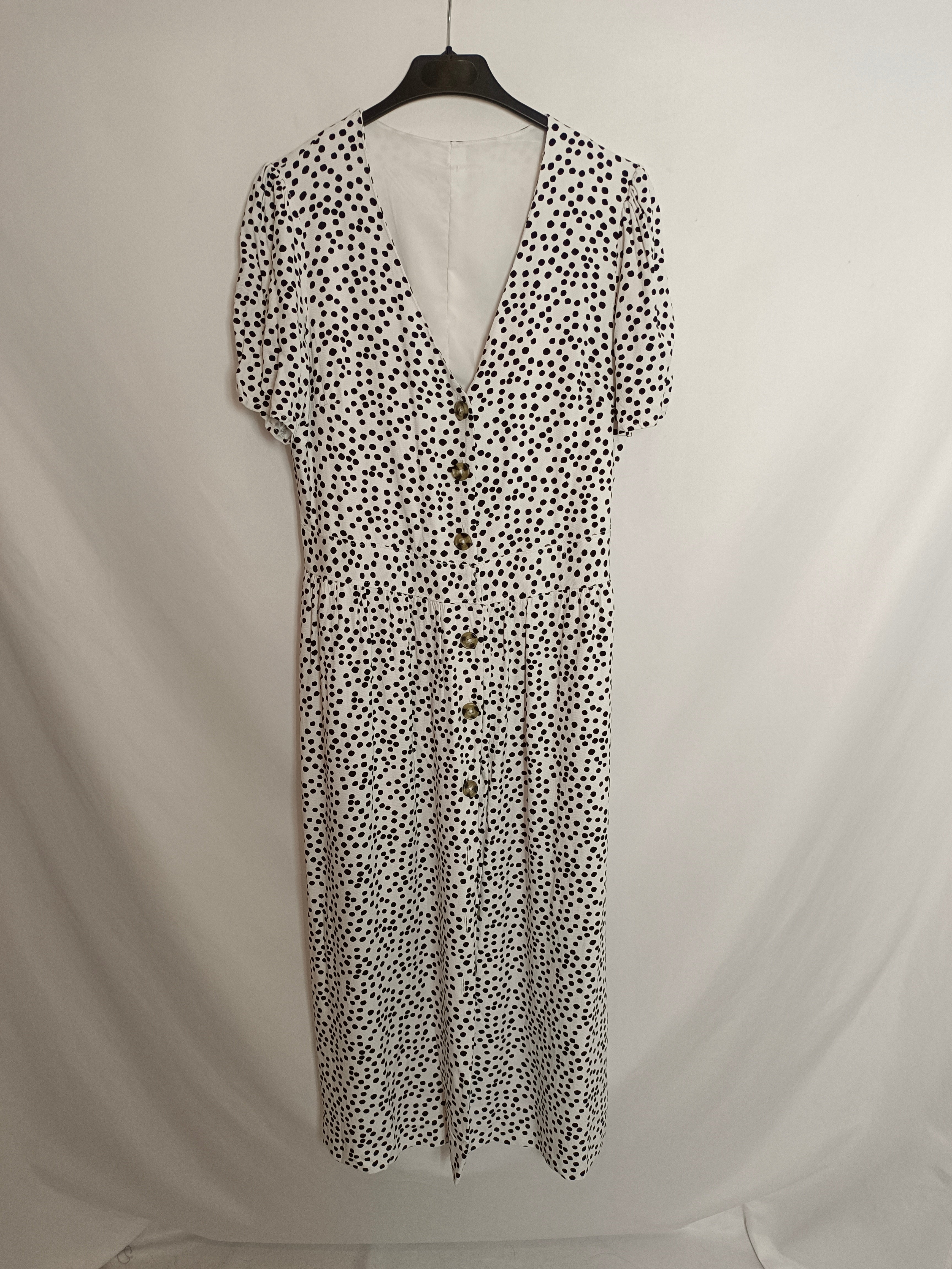 OTRAS. Vestido midi blanco lunares T.u(s/m) – Hibuy market